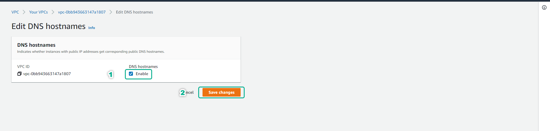 Enable DNS hostnames :: WORK WITH AMAZON SYSTEM MANAGER - SESSION MANAGER