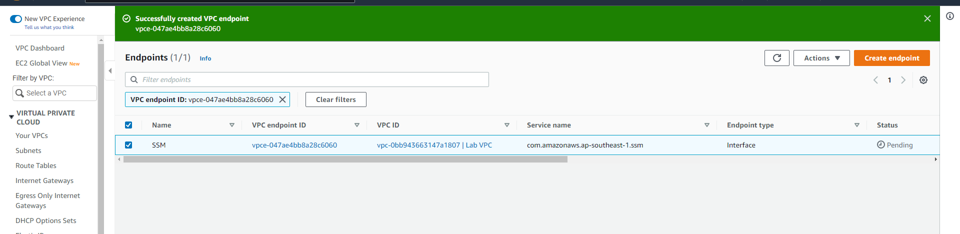 Create Endpoint ssm :: WORK WITH AMAZON SYSTEM MANAGER - SESSION MANAGER
