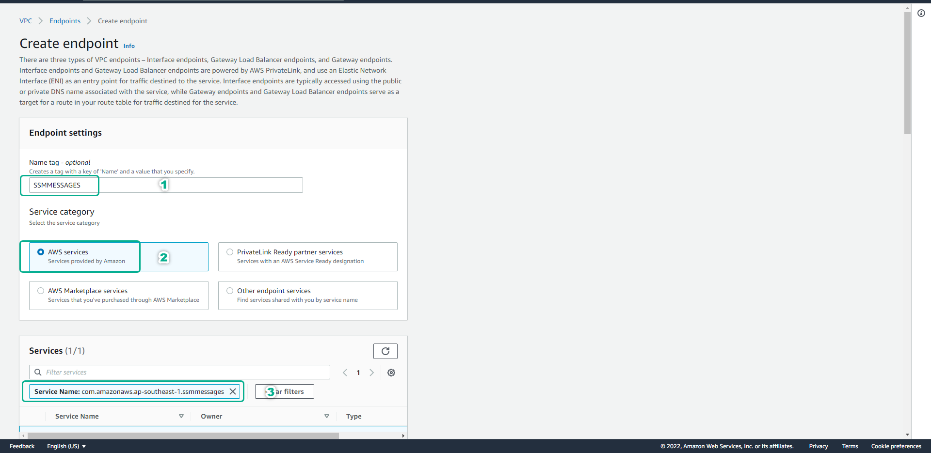 Create Endpoint ssmmessages :: WORK WITH AMAZON SYSTEM MANAGER - SESSION MANAGER